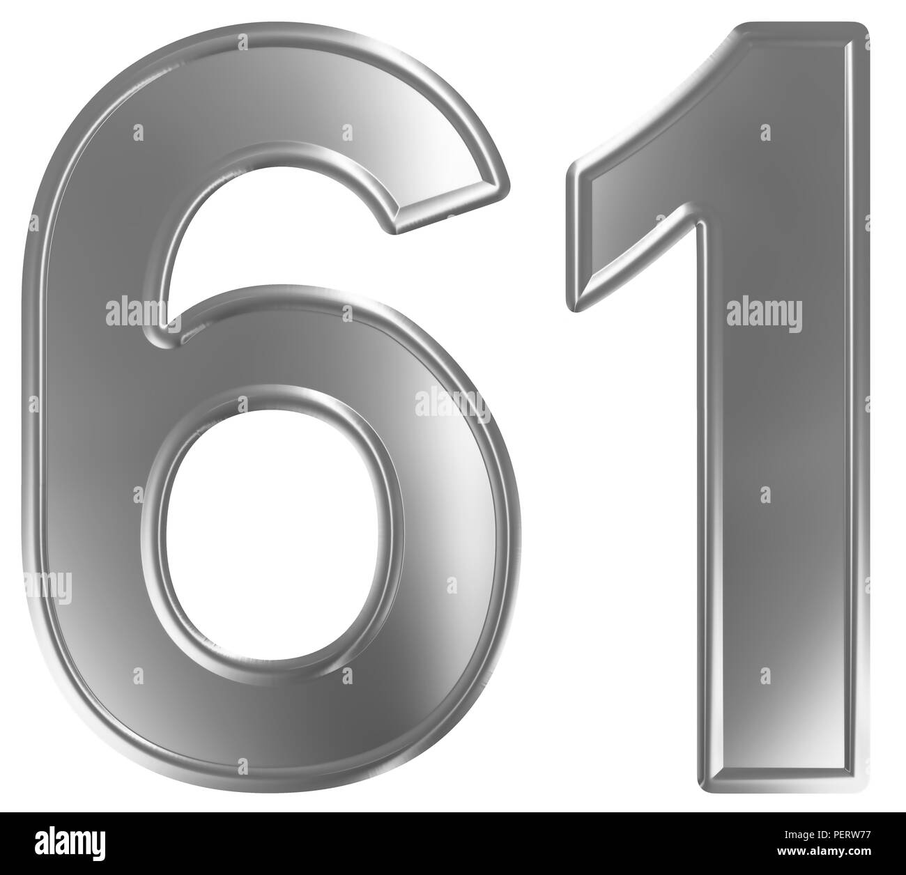 Numeral 61, sixty one, isolated on white background, 3d render Stock ...