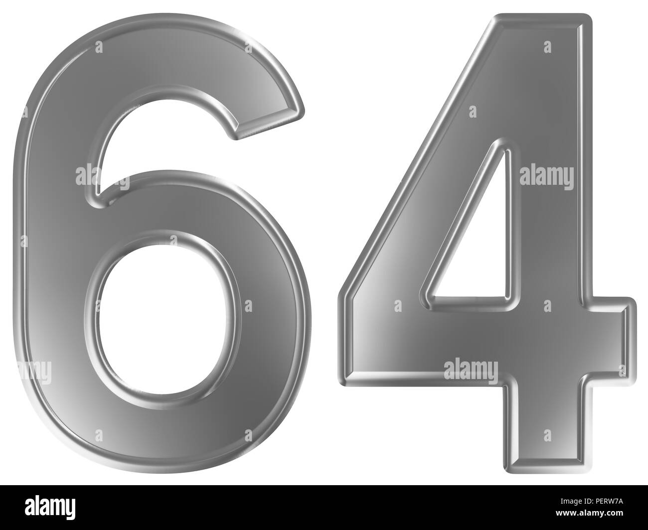 Numeral 64, sixty four, isolated on white background, 3d render Stock ...