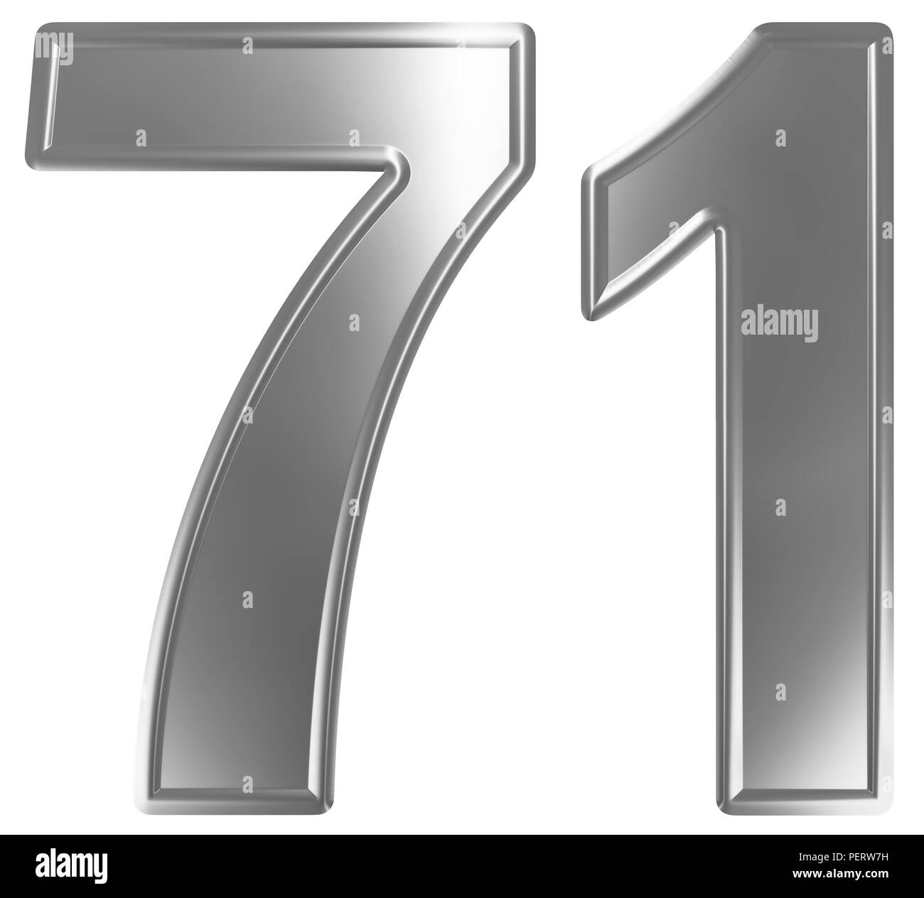 Numeral 71, seventy one, isolated on white background, 3d render Stock ...