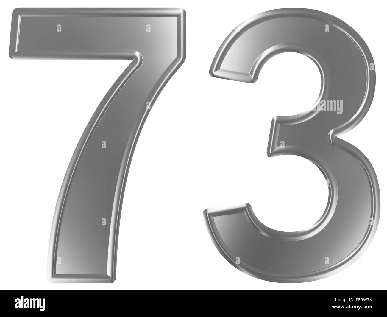 Numeral 73, seventy three, isolated on white background, 3d render ...