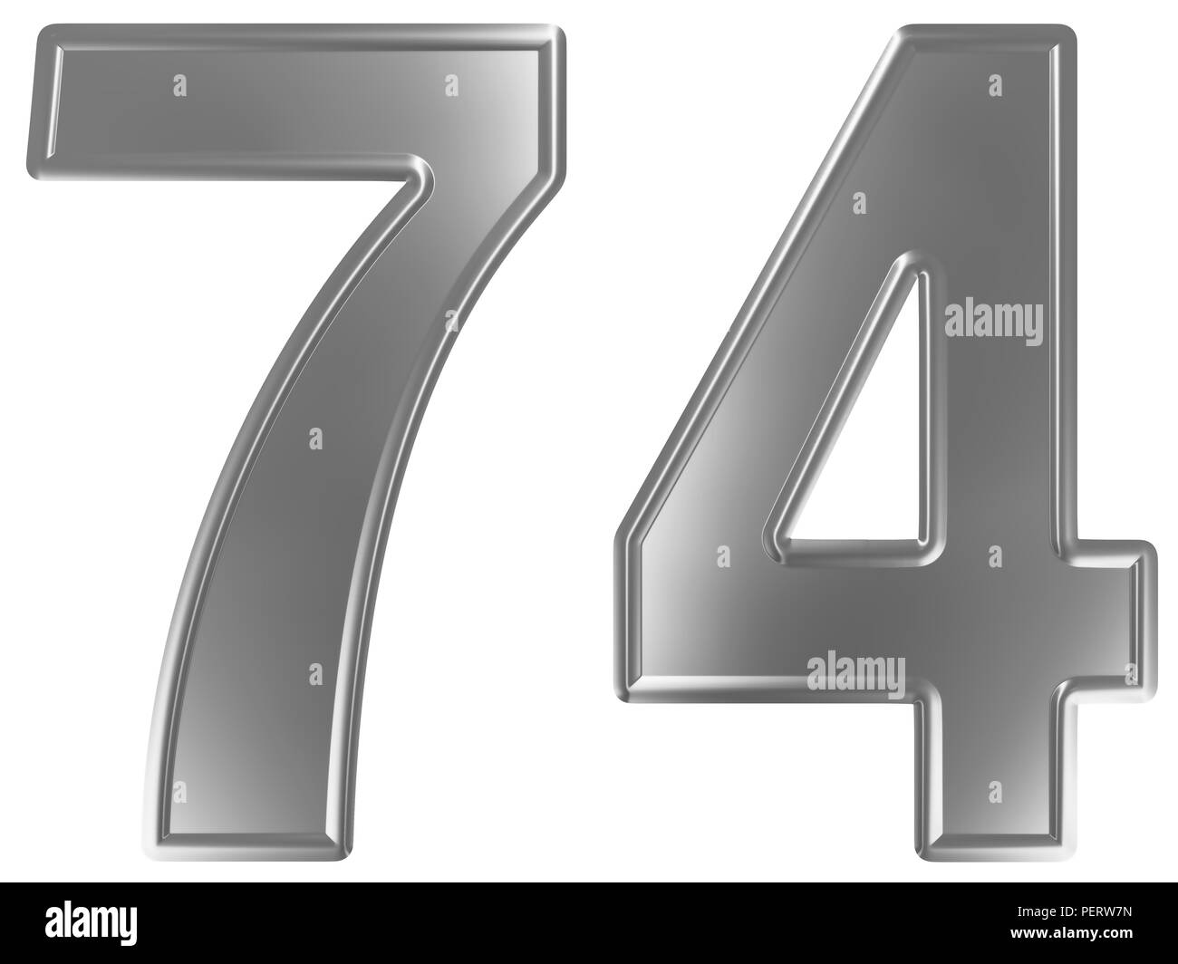 Numeral 74, seventy four, isolated on white background, 3d render Stock ...