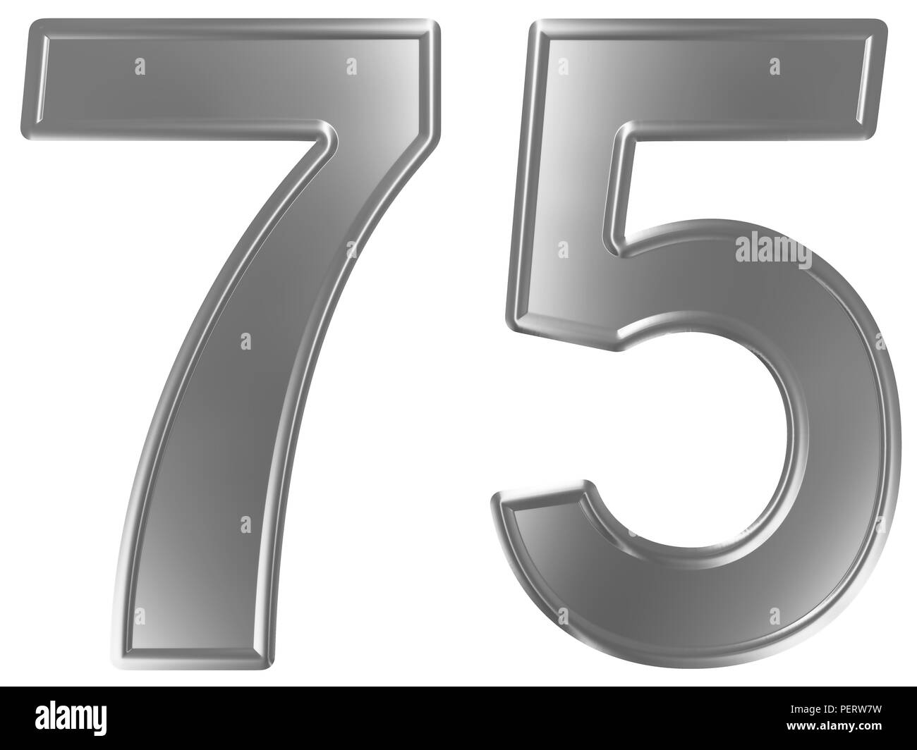 Numeral 75, seventy five,, isolated on white background, 3d render ...
