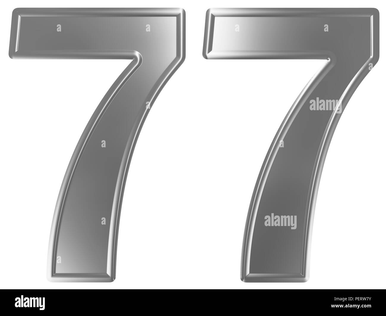 Numeral 77, seventy seven, isolated on white background, 3d render ...