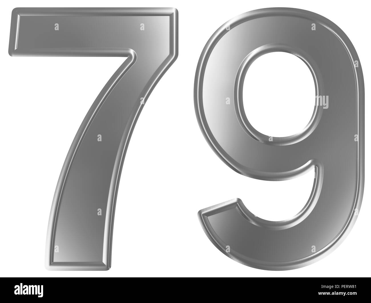 Numeral 79, seventy nine, isolated on white background, 3d render Stock ...