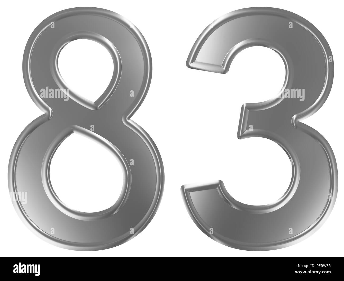 Numeral 83, eighty three, isolated on white background, 3d render Stock ...