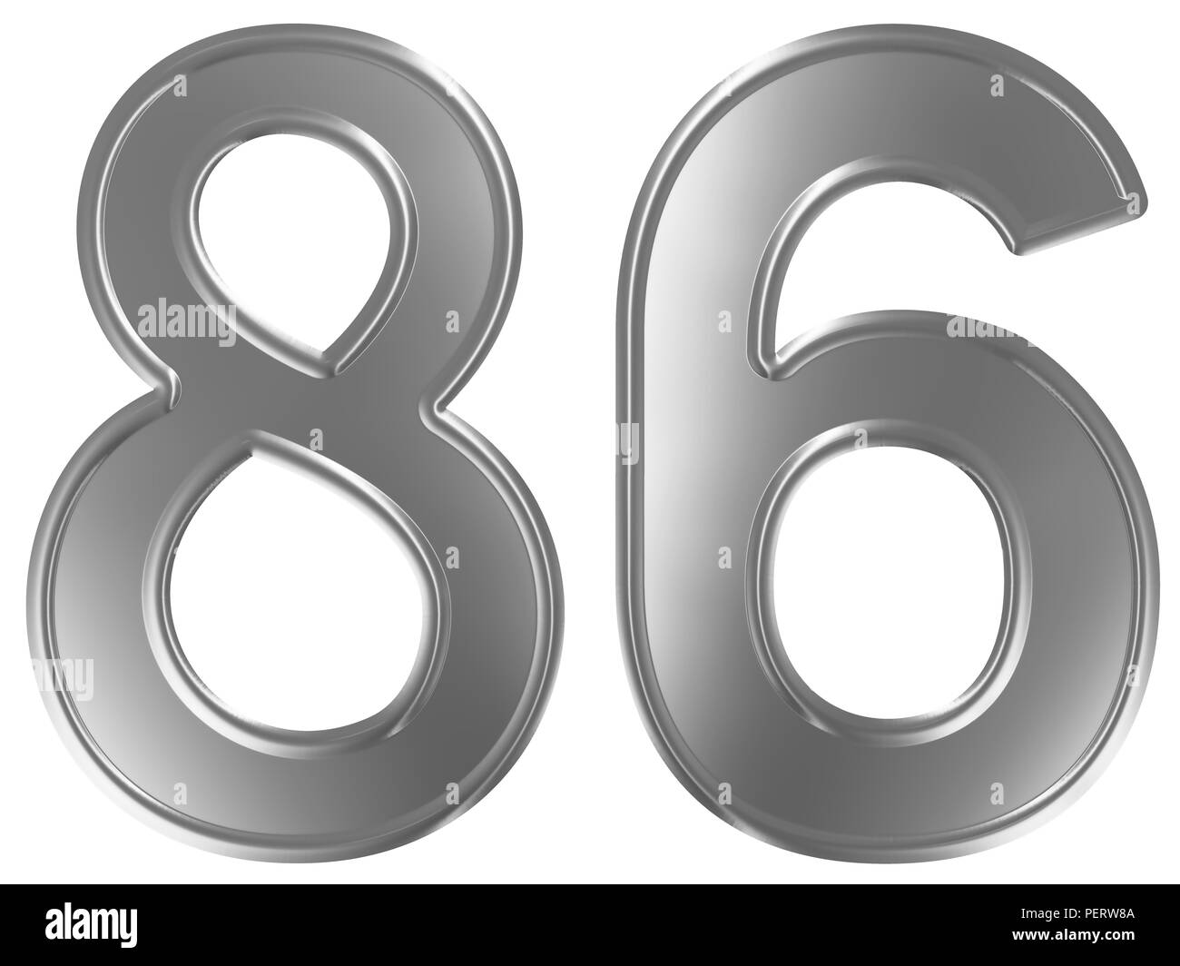 Numeral 86, eighty six, isolated on white background, 3d render Stock ...