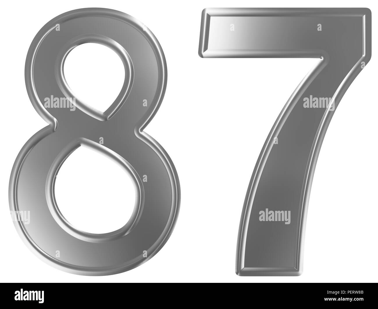 Numeral 87, eighty seven, isolated on white background, 3d render Stock ...