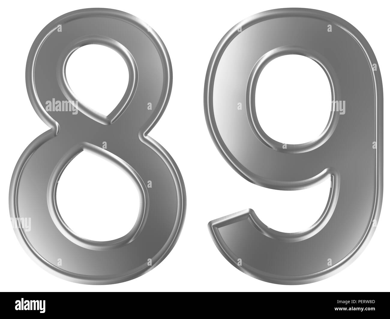 Numeral 89, eighty nine, isolated on white background, 3d render Stock ...
