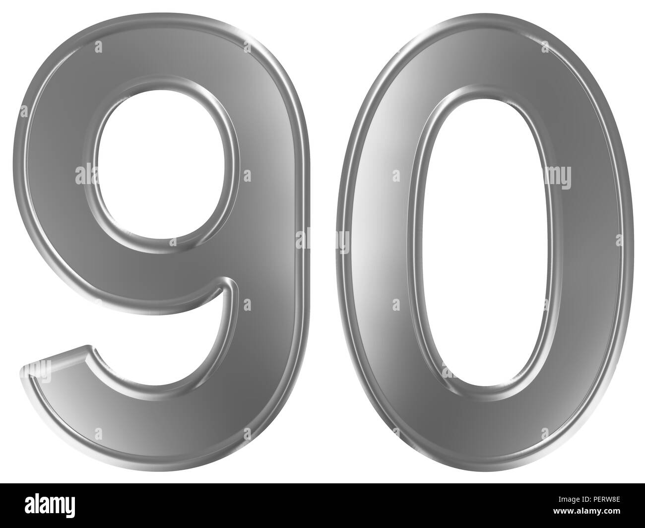 Numeral 90, ninety, isolated on white background, 3d render Stock Photo ...