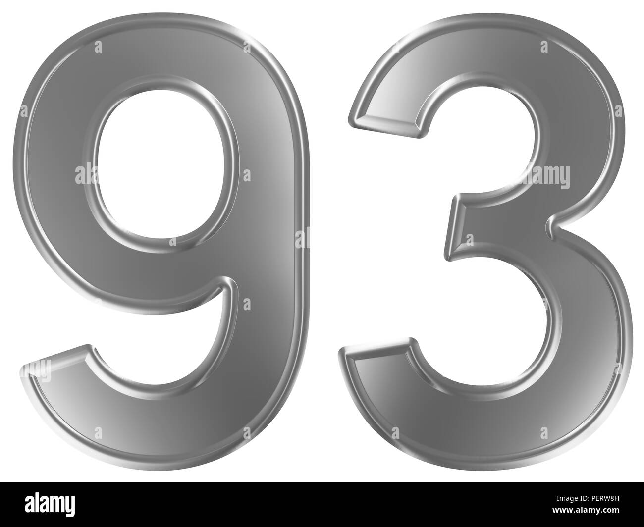Numeral 93, ninety three, isolated on white background, 3d render Stock ...