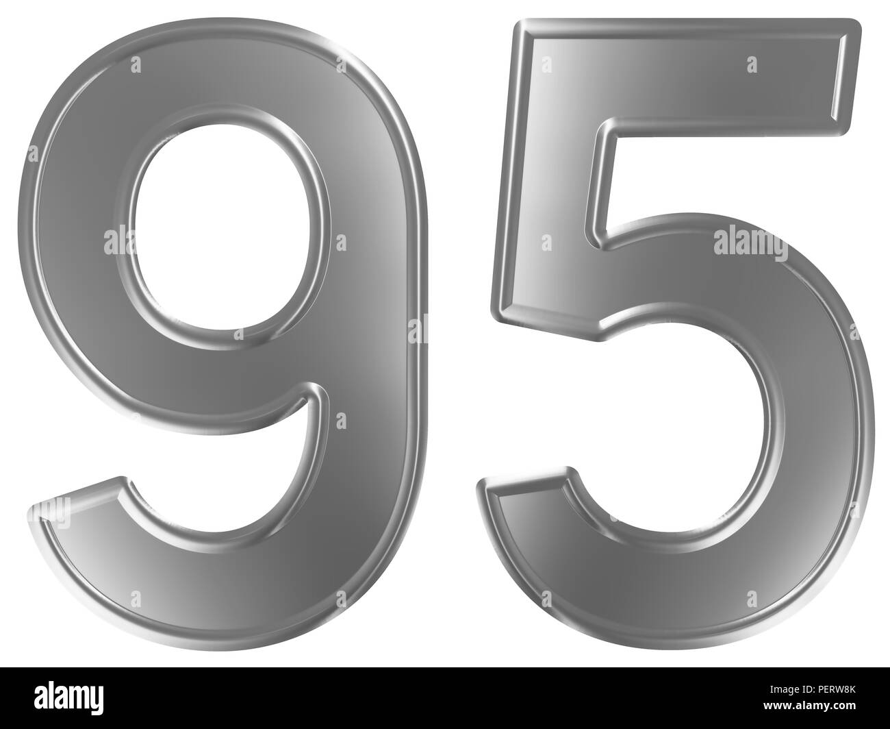 Numeral 95, ninety five, isolated on white background, 3d render Stock ...