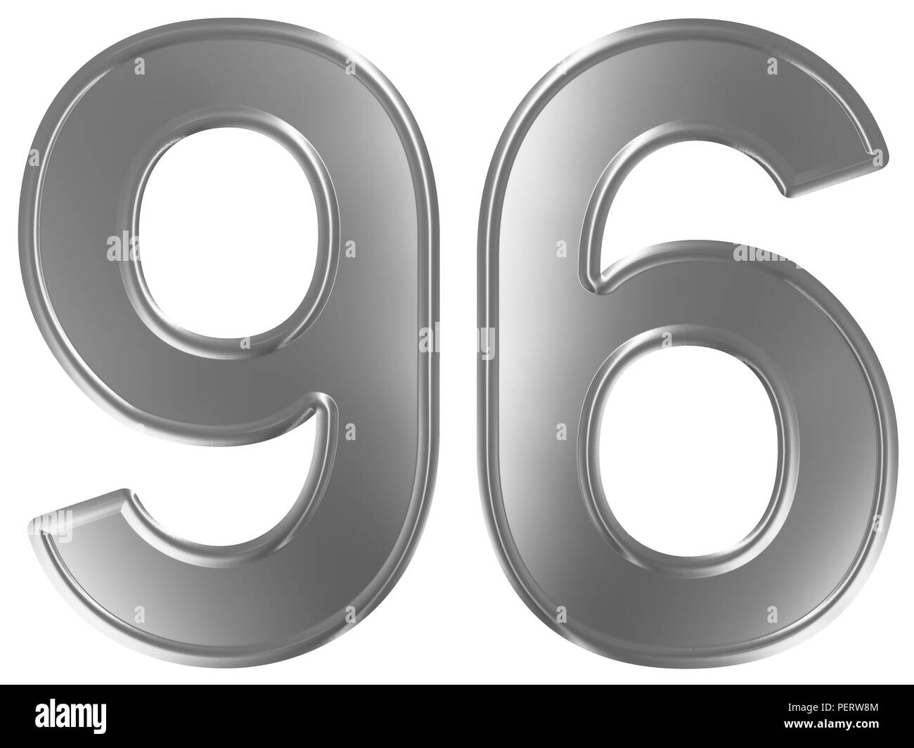Numeral 96, ninety six, isolated on white background, 3d render Stock ...