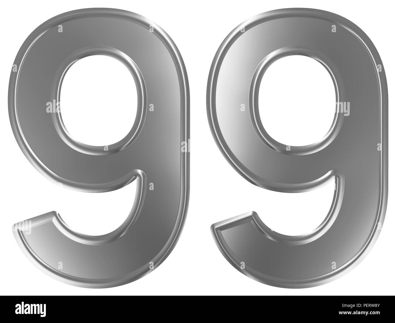 Numeral 99, ninety nine, isolated on white background, 3d render Stock ...