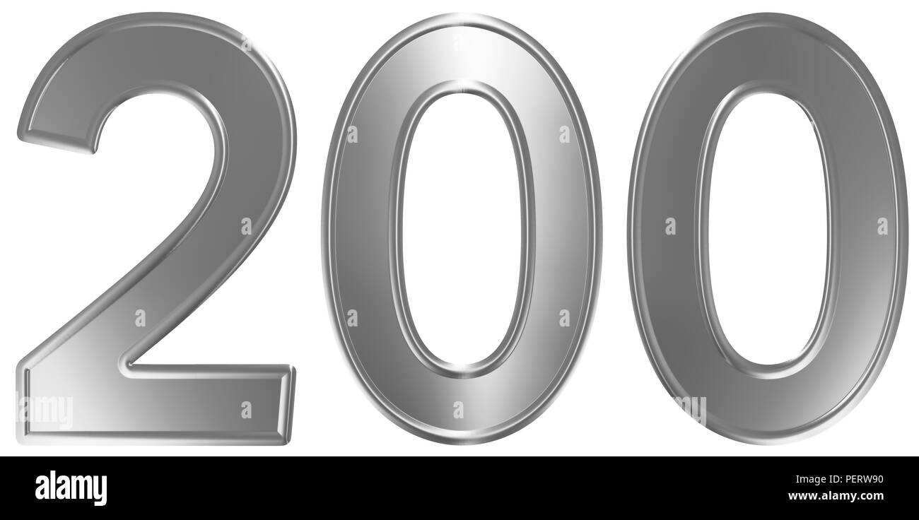 Numeral 200, two hundred, isolated on white background, 3d render Stock ...