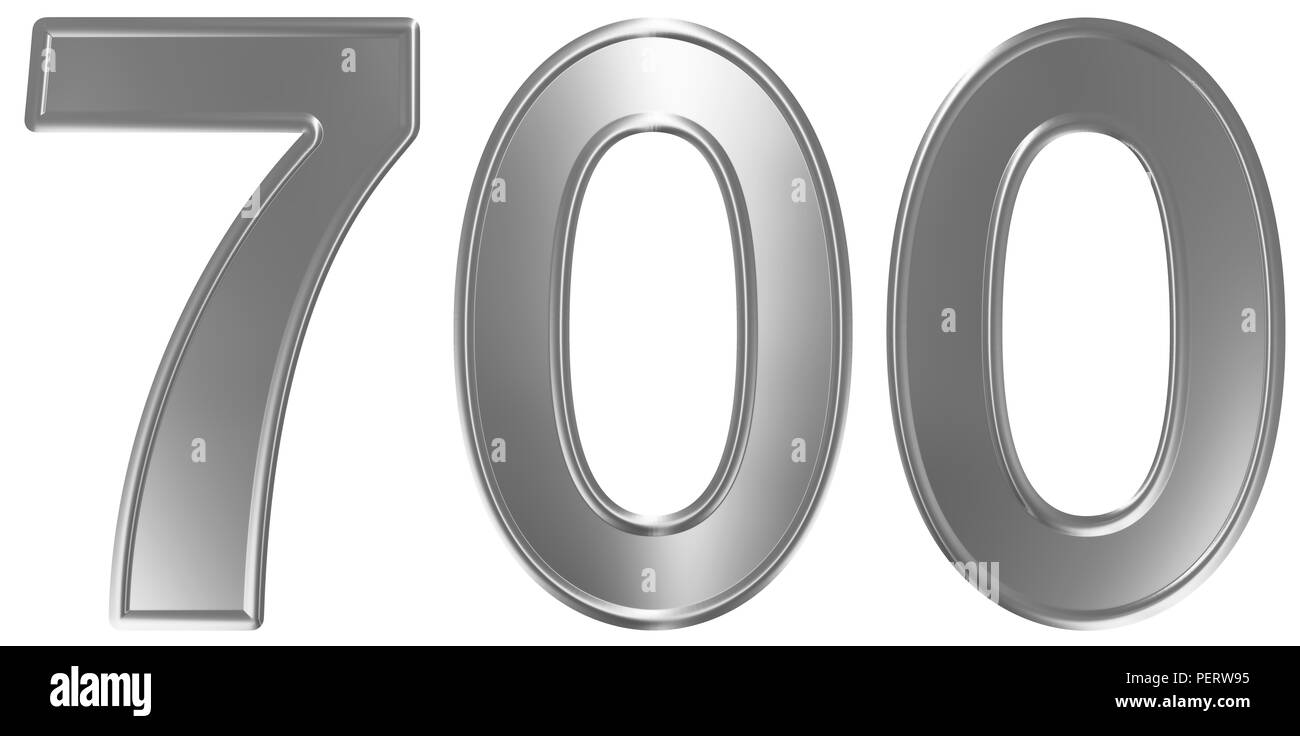 Numeral 700, seven hundred, isolated on white background, 3d render ...