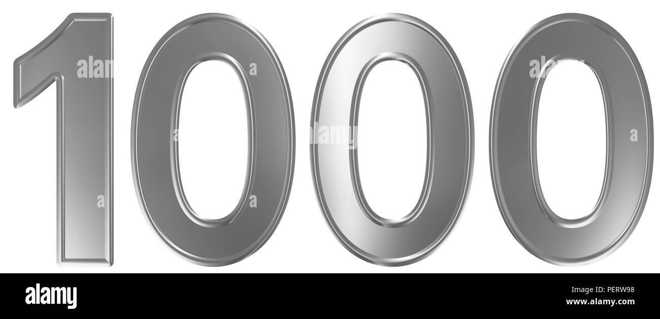 Numeral 1000, one thousand, isolated on white background, 3d render ...
