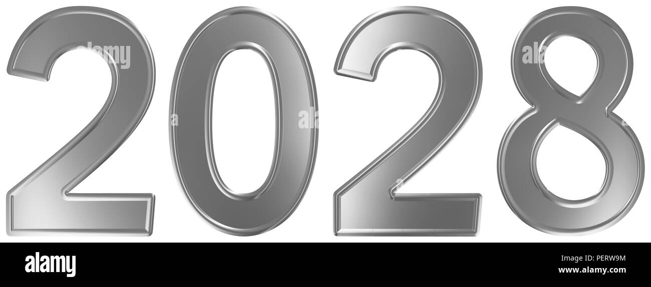 2028 inscription, isolated on white background, 3d render Stock Photo ...