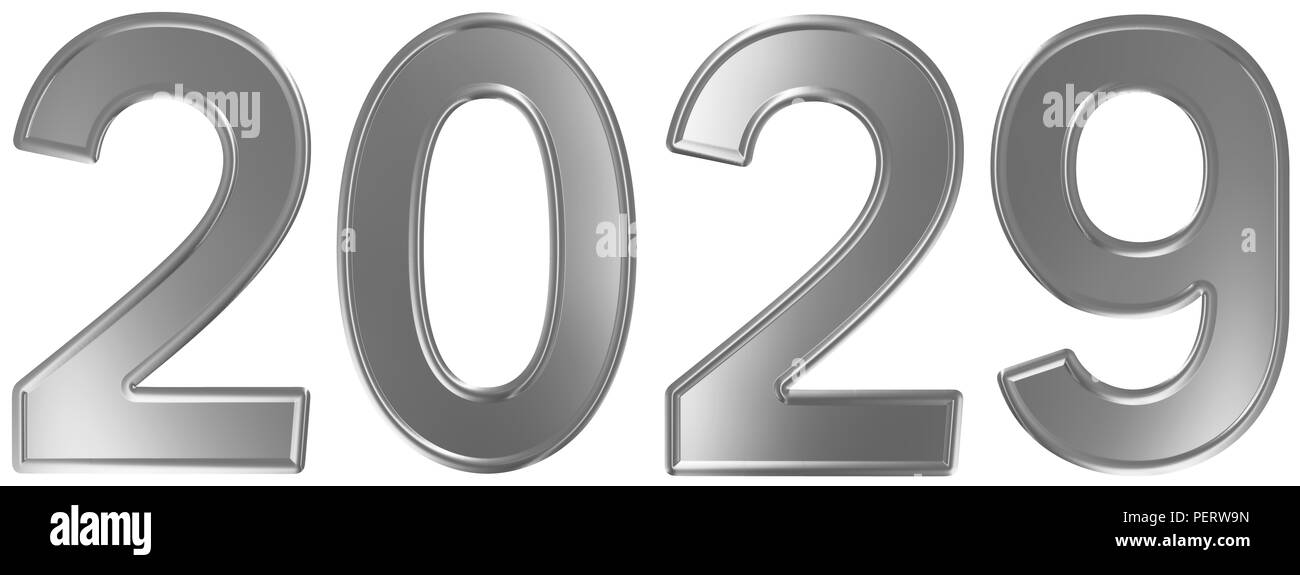 2029 inscription, isolated on white background, 3d render Stock Photo ...