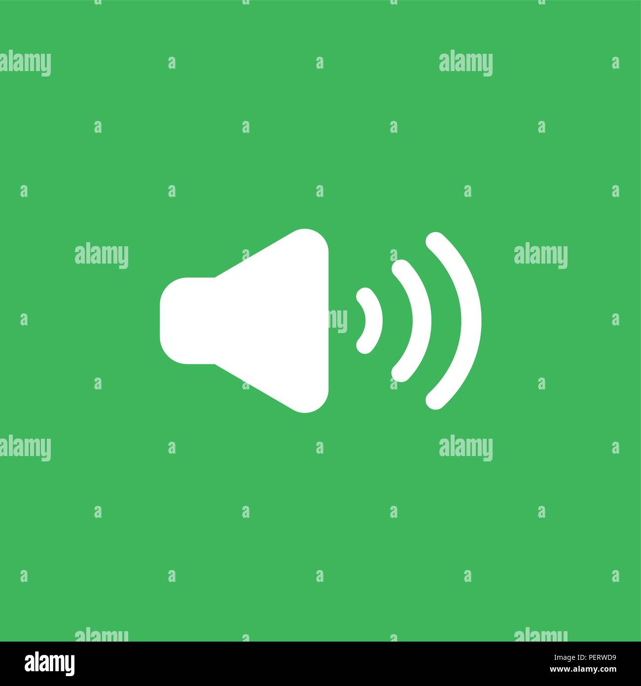 Flat vector icon concept of sound on symbol on green background Stock ...