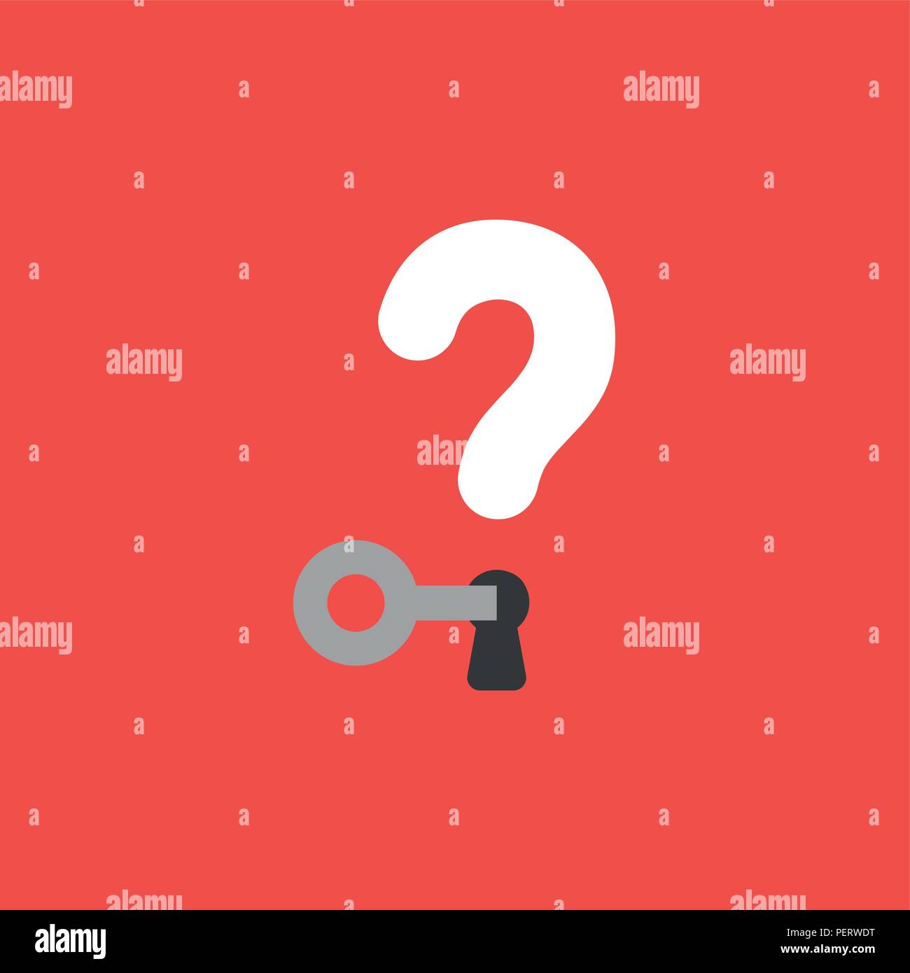 Flat vector icon concept of key unlock question mark with keyhole on ...