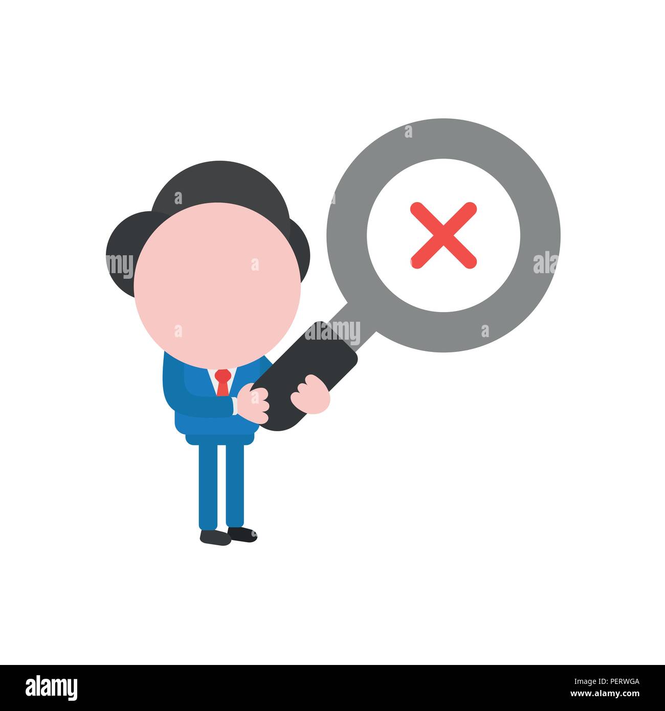 Vector illustration concept of businessman character holding magnifying ...