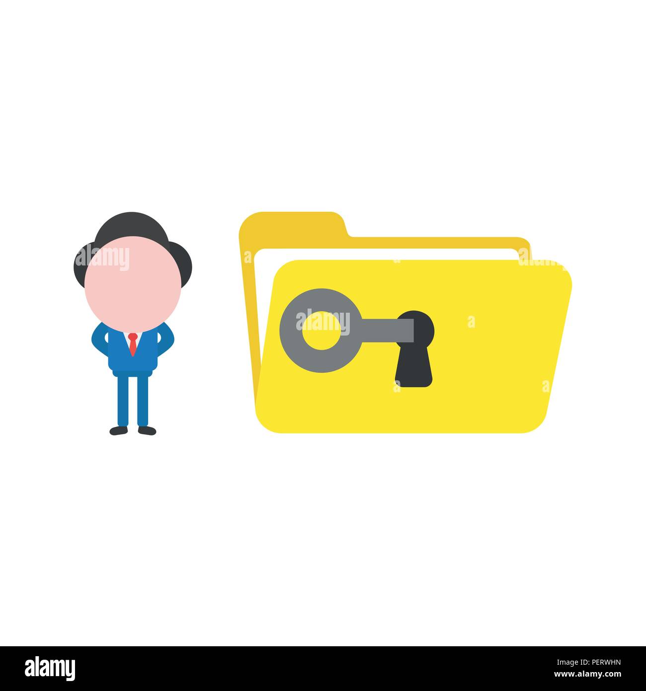 Vector illustration concept of businessman character unlock, open ...