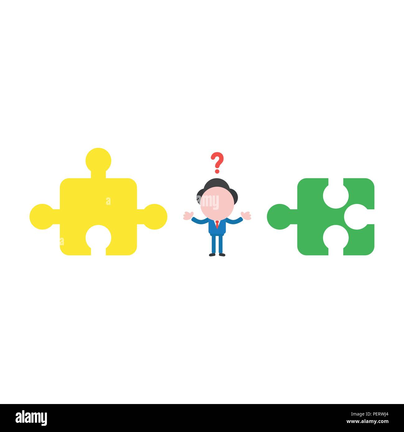 Vector illustration concept of confused businessman character with two ...
