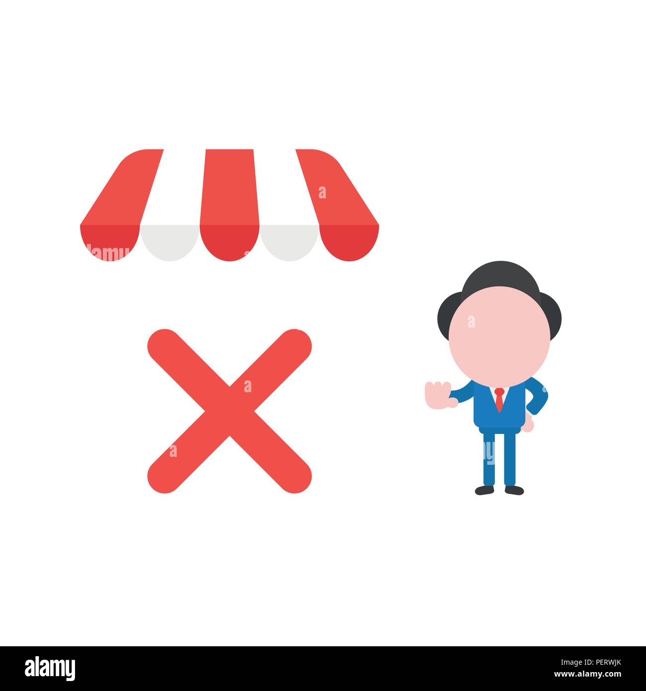 Vector illustration concept of businessman character with red x mark ...