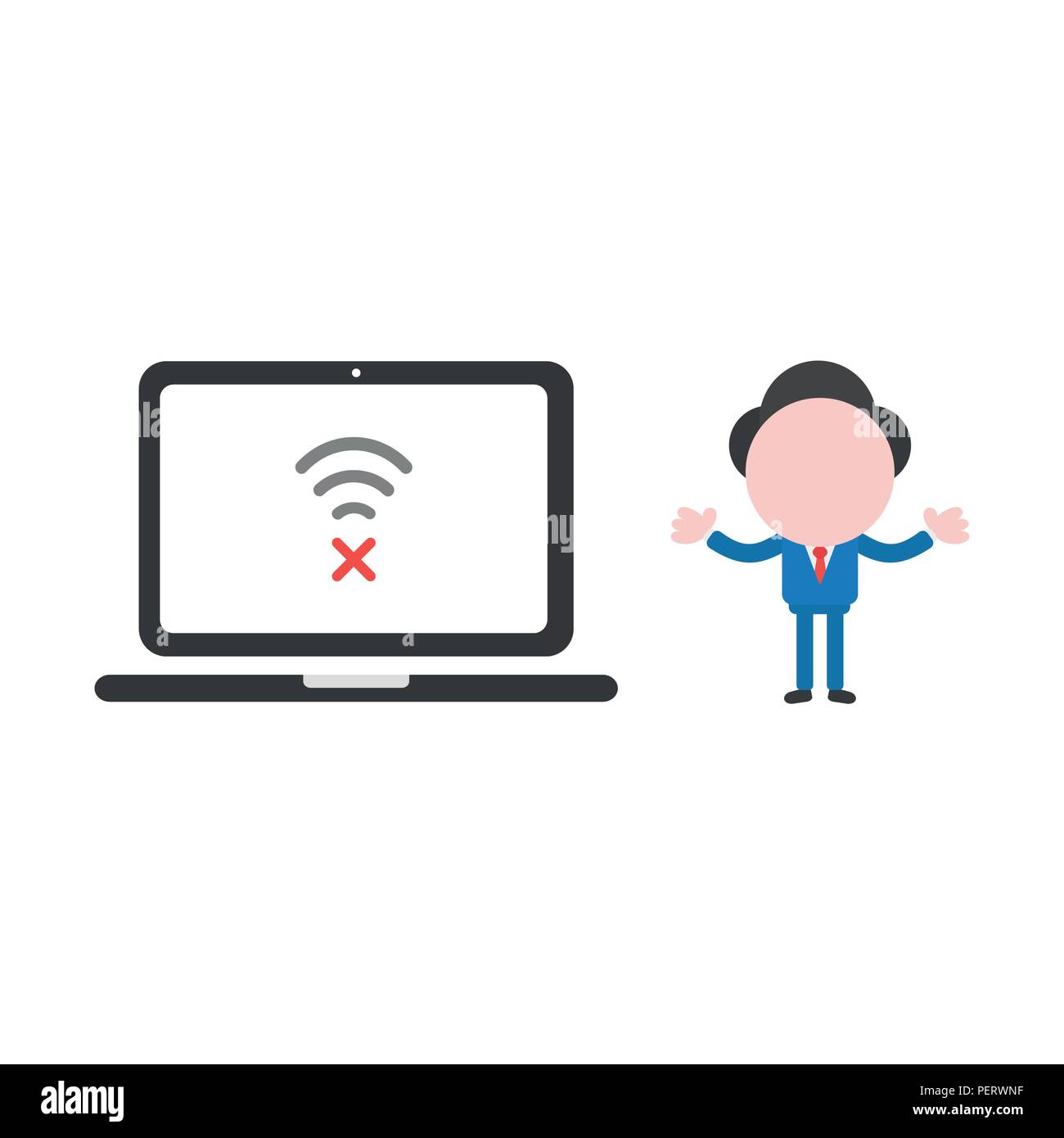 Vector illustration concept of businessman character with laptop ...