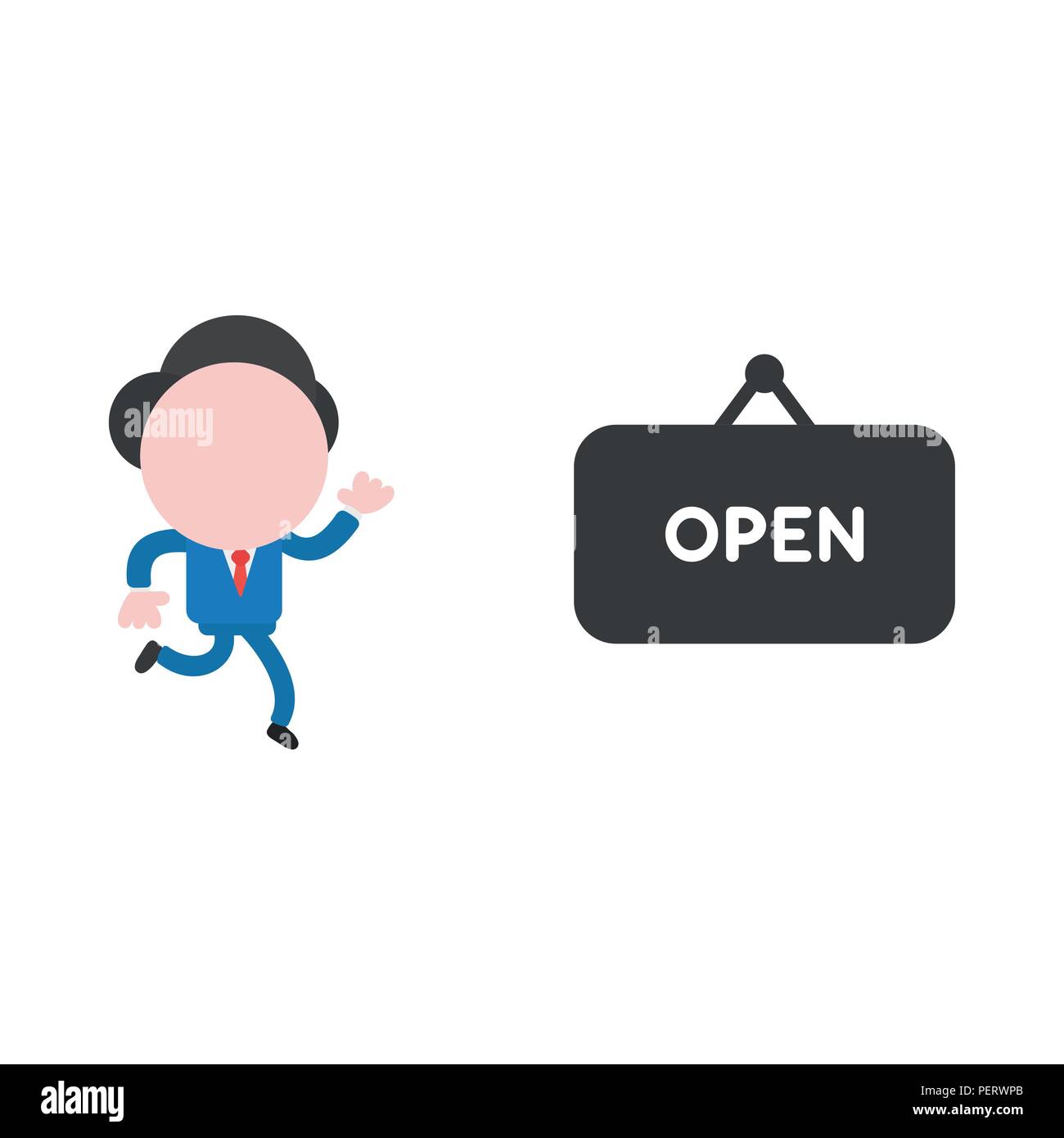 Vector illustration concept of businessman character running to open ...