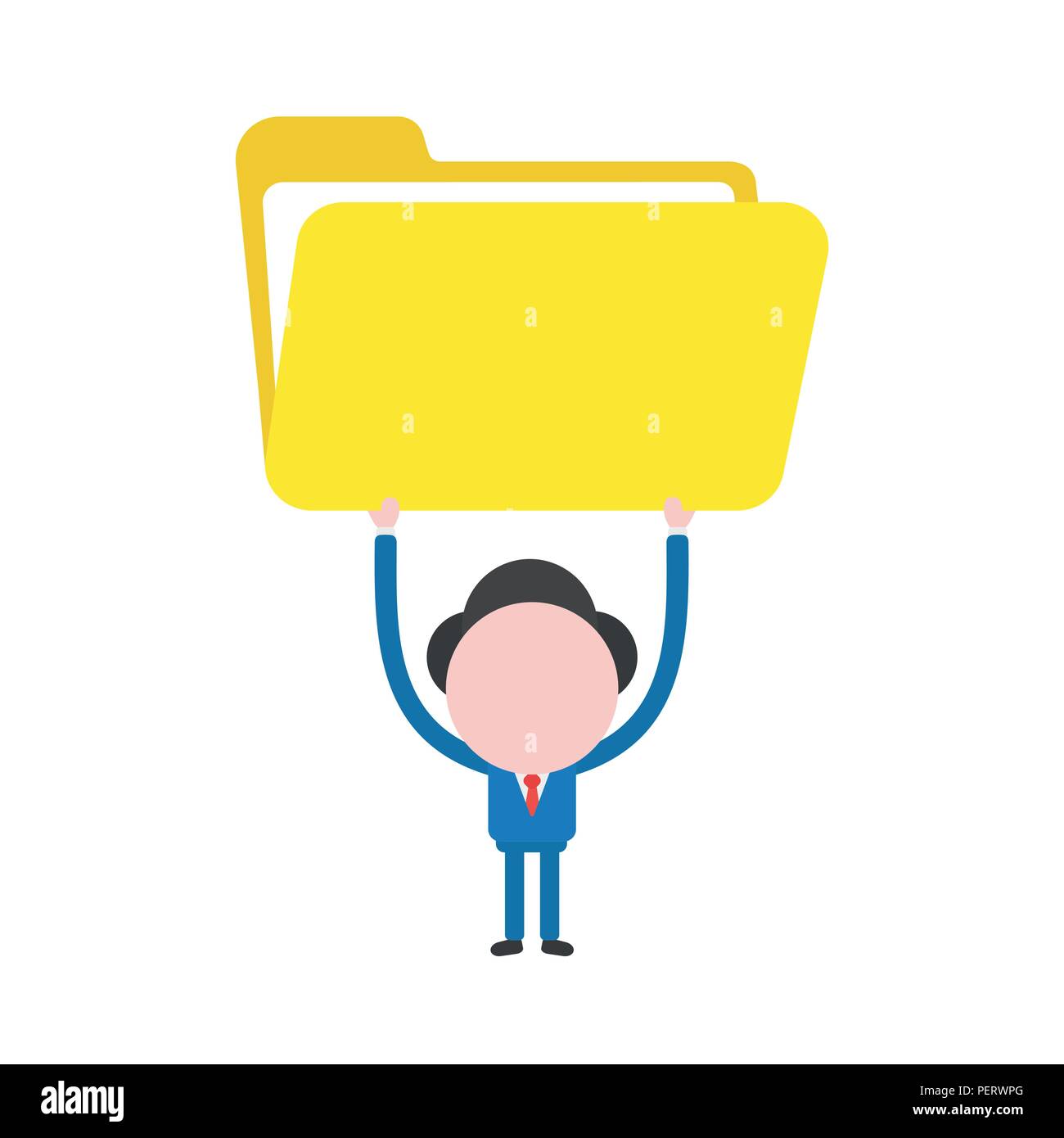 Vector illustration concept of businessman character holding up yellow ...