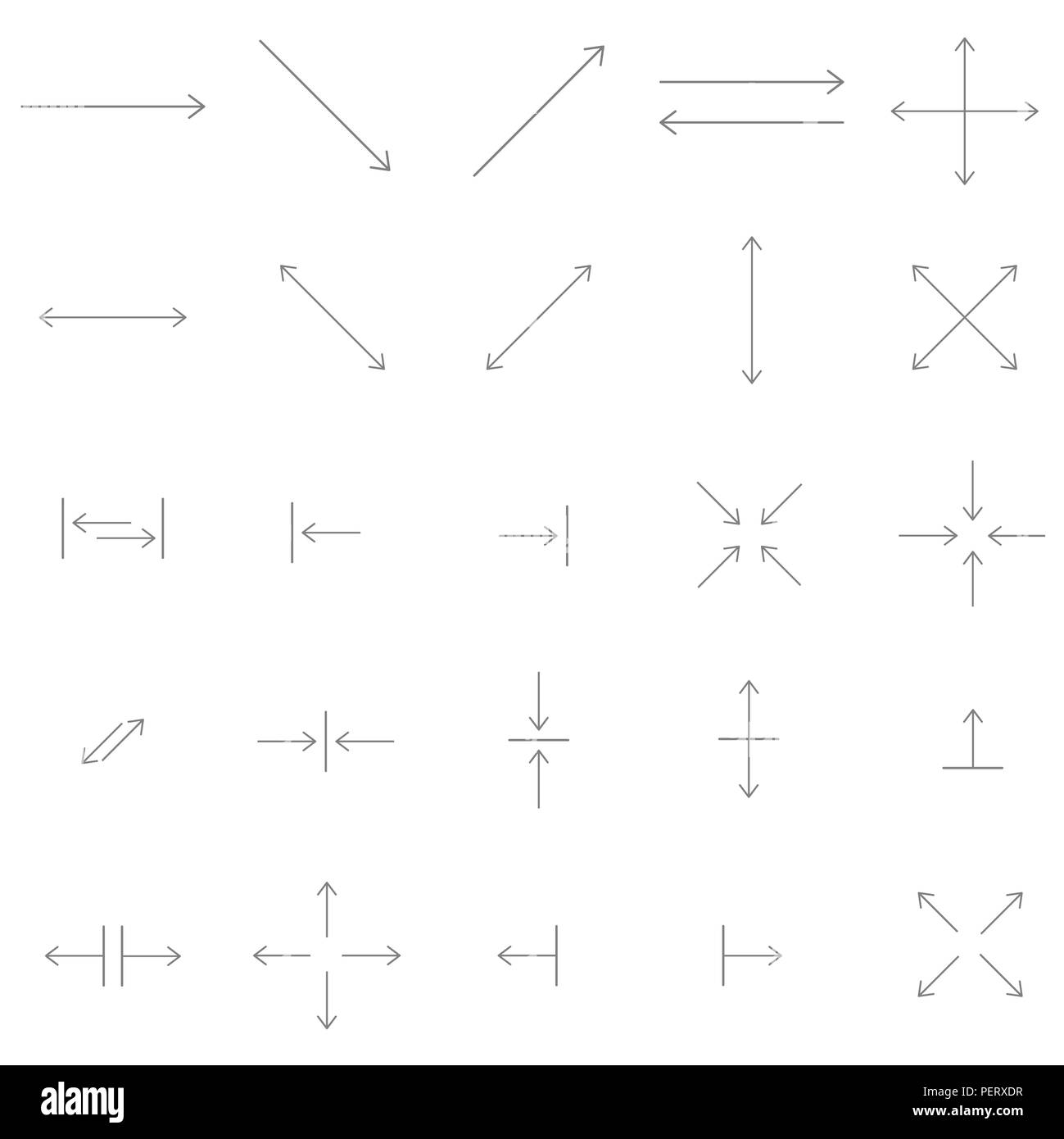 Arrow icon set in thin line style. Pointers, arrows and other signs set ...