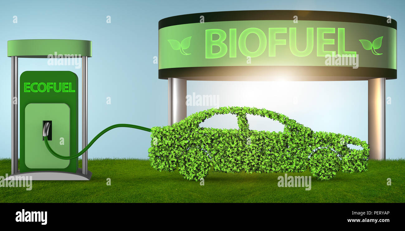 Car powered by biofuel - 3d rendering Stock Photo - Alamy