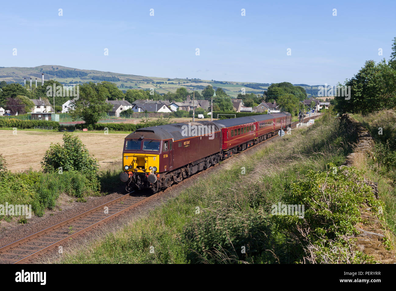 West Coast railways class 57 locomotive on the lakes line at Burneside ...
