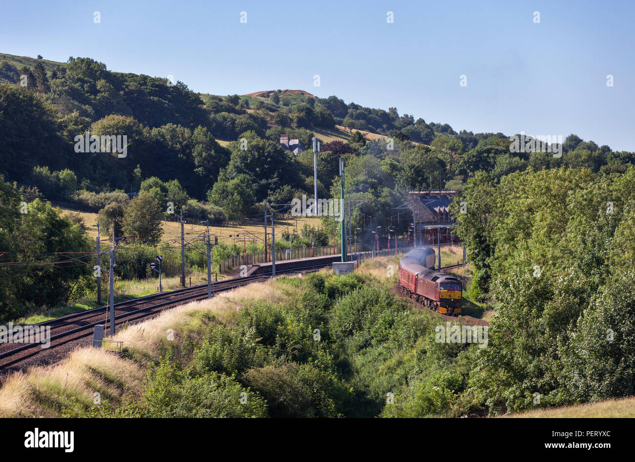West Coast railways class 47 locomotive departing Oxenholme with a ...