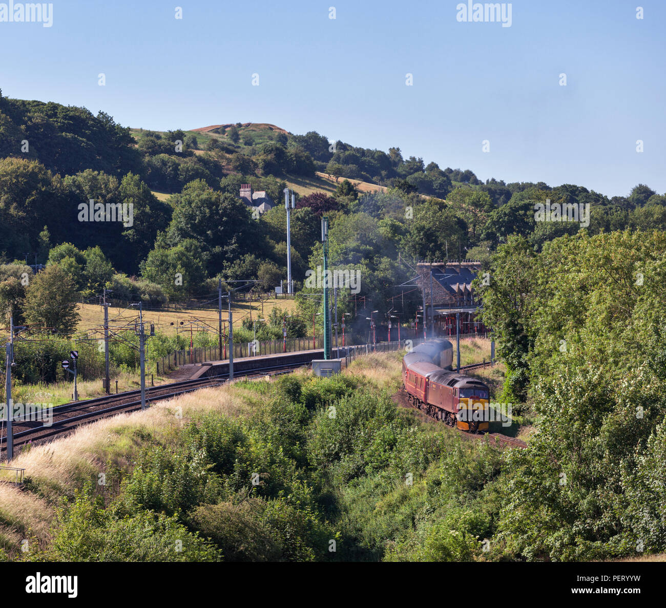 West Coast railways class 47 locomotive departing Oxenholme with a ...