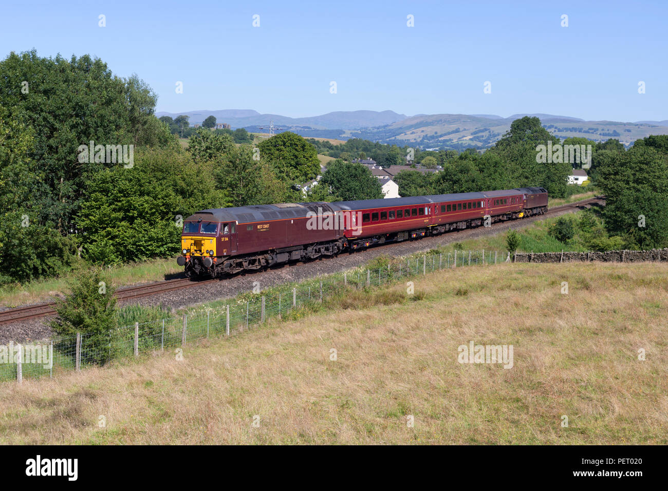 West Coast railways class 57 locomotive on the lakes line at Birk Hagg ...