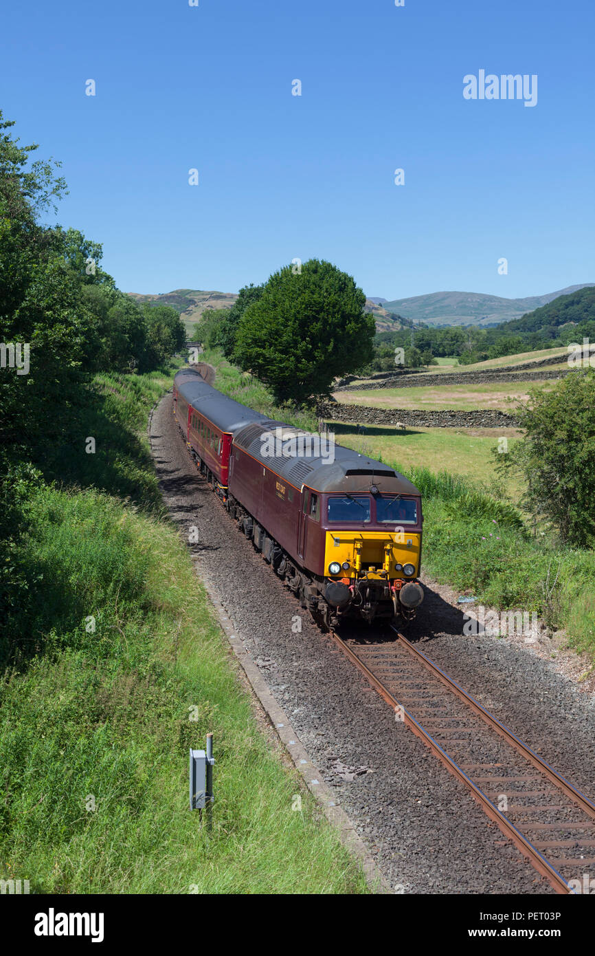West Coast railways class 57 locomotive on the lakes line at Staverley ...