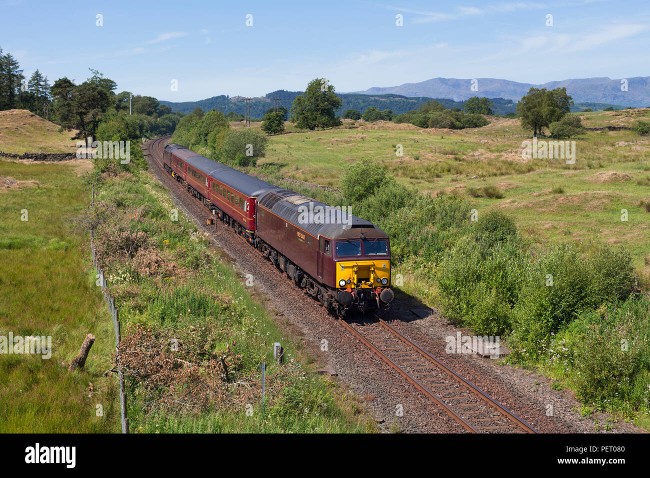 West Coast railways class 57 locomotive on the lakes line at Windermere ...