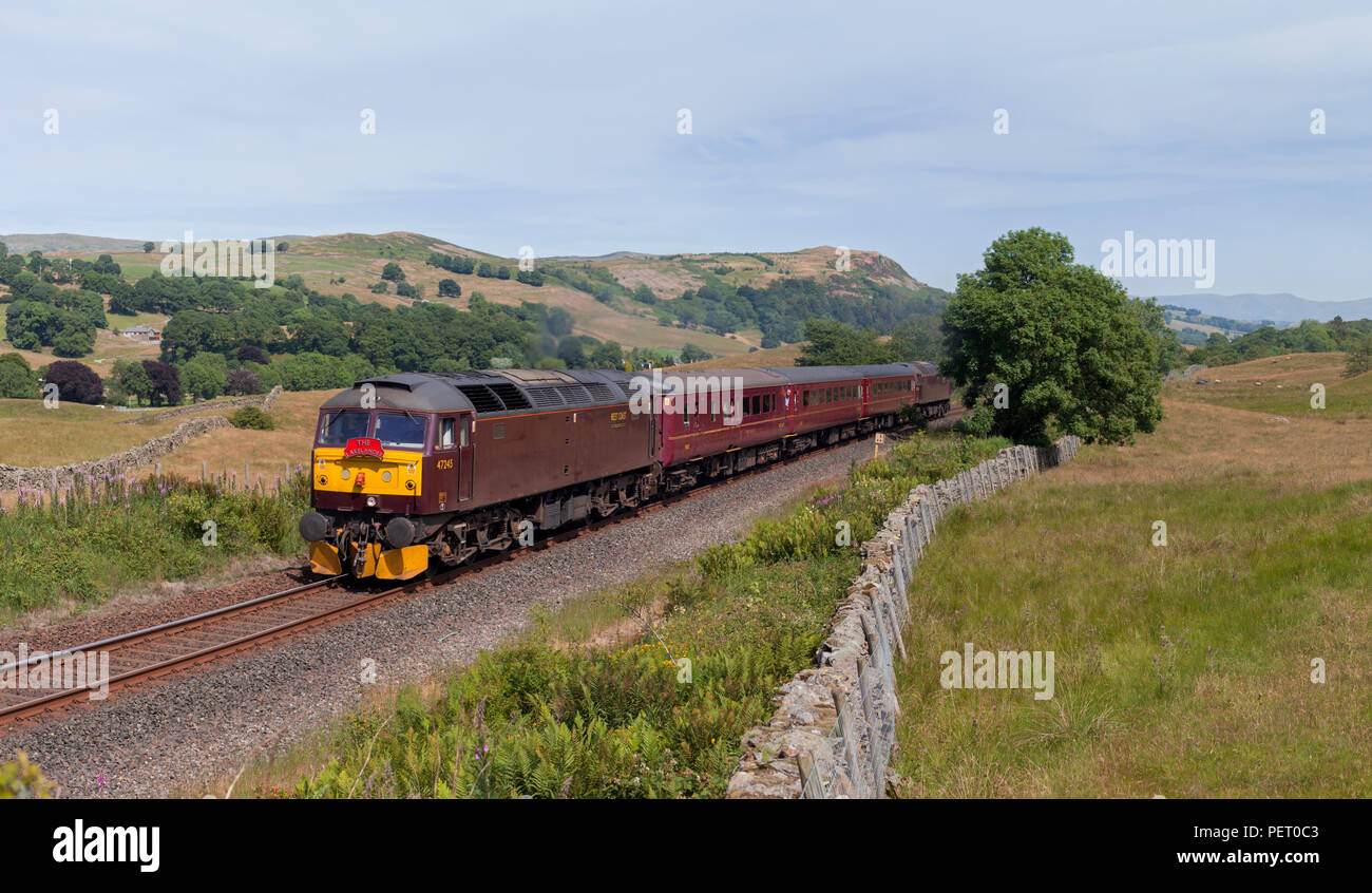 West Coast railways class 47 locomotive on the lakes line with a ...