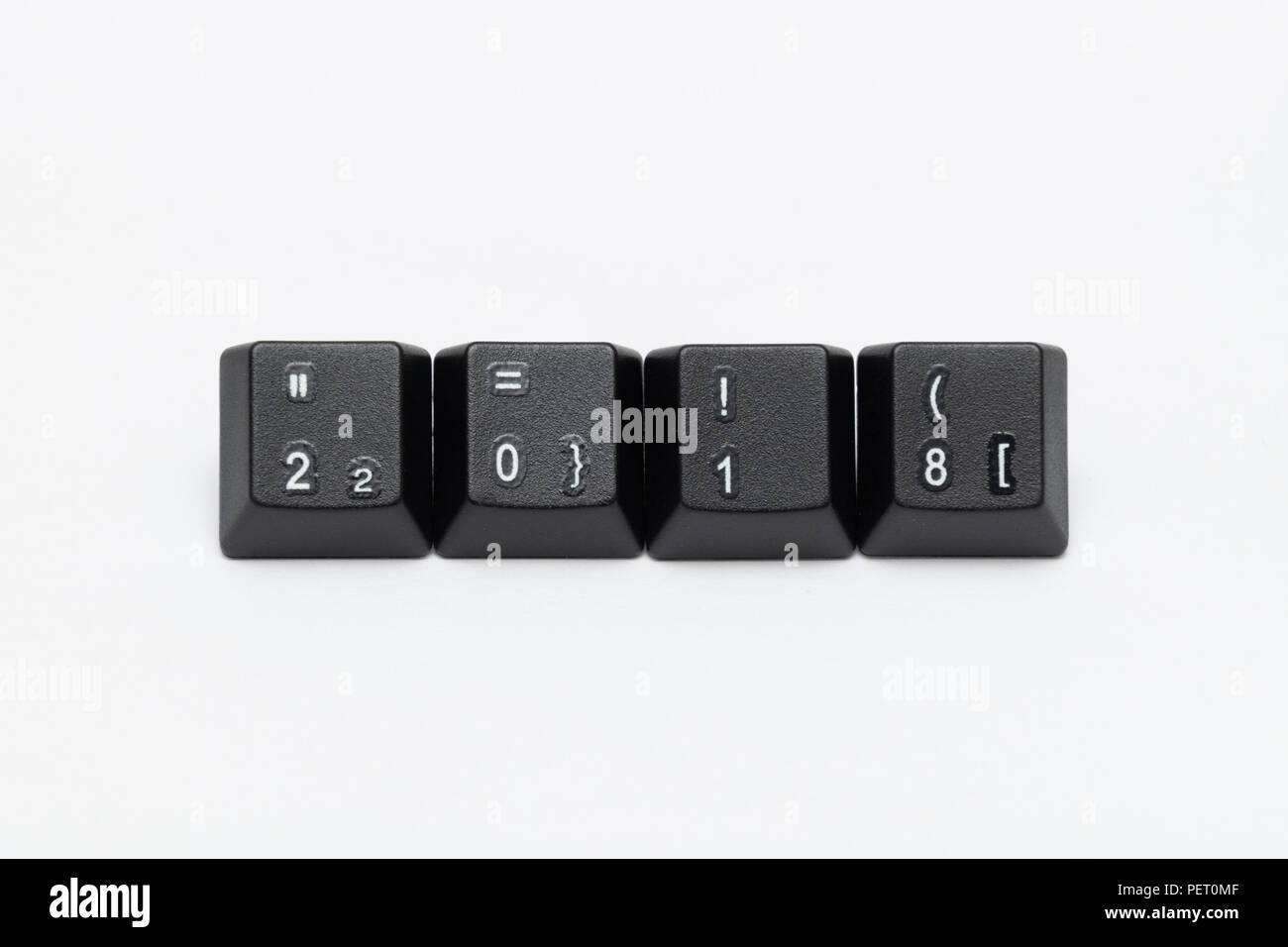 Single black keys of keyboard with different letters Stock Photo - Alamy