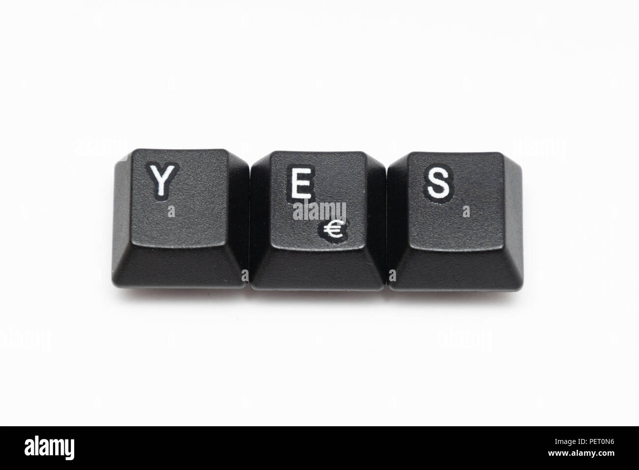 Single black keys of keyboard with different letters Stock Photo - Alamy