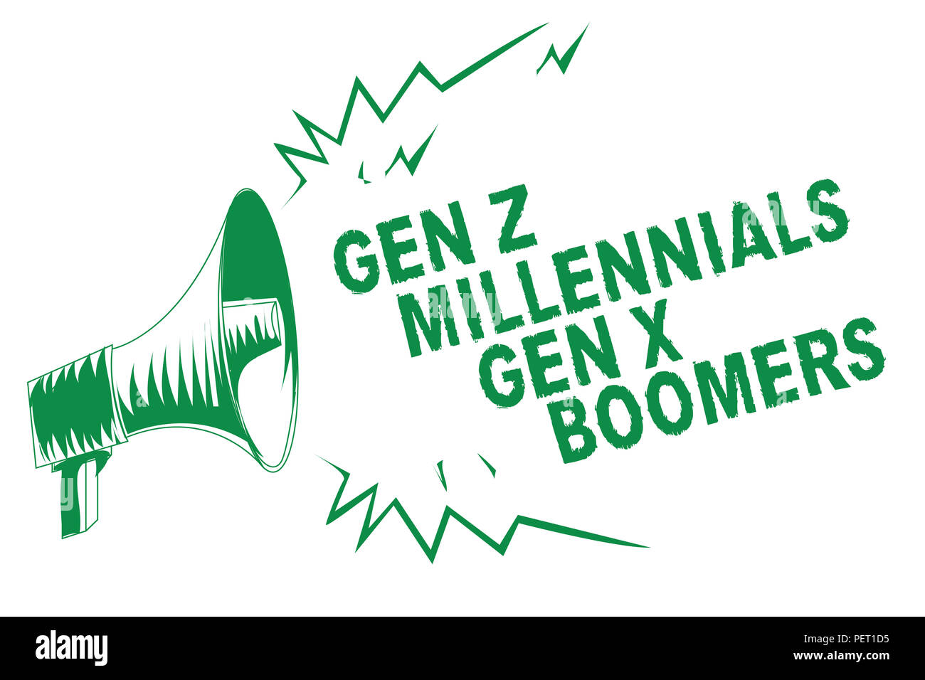 Handwriting text writing Gen Z Millennials Gen X Boomers. Concept ...