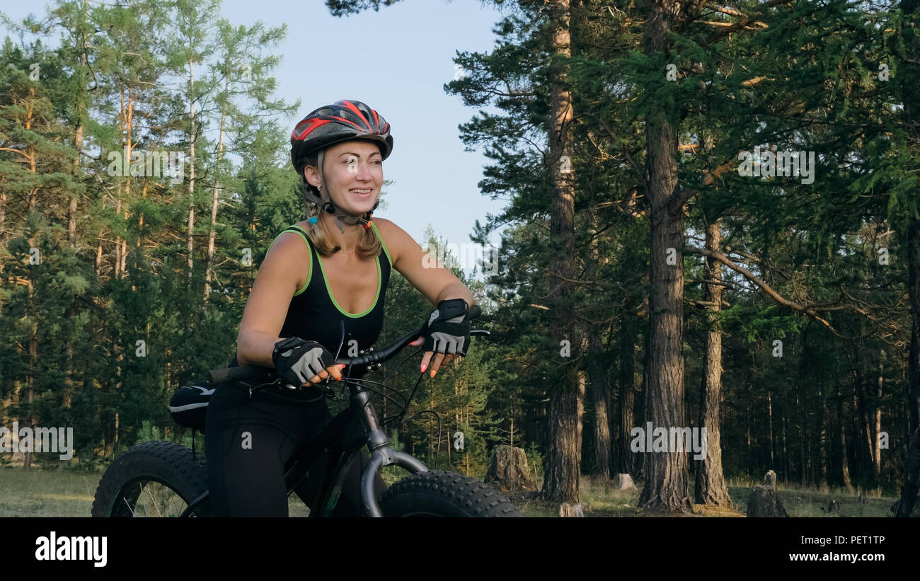 Fat bike also called fatbike or fat-tire bike in summer riding in the ...