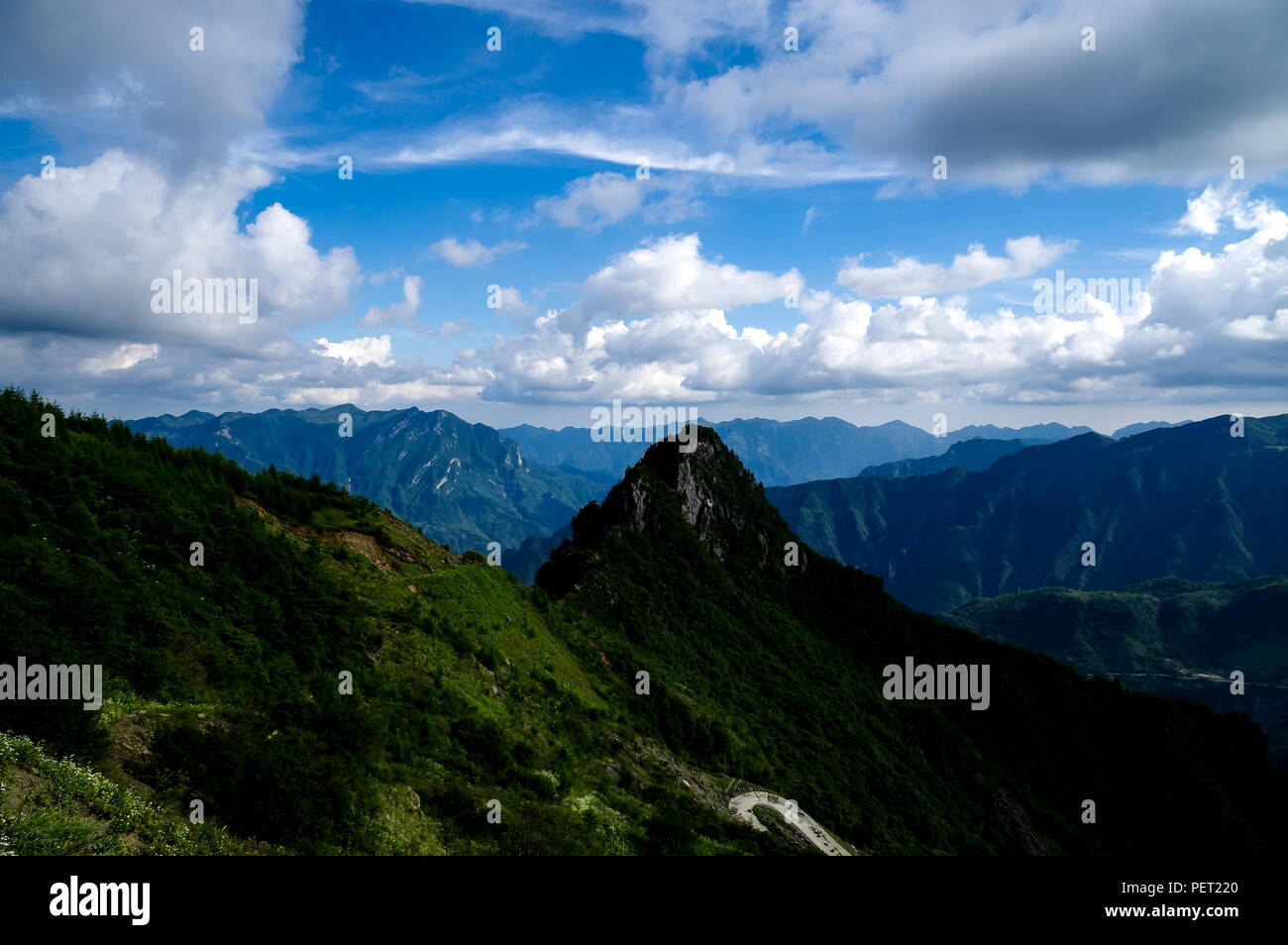 Charming Scenery of Mountains,White Cloud and Blue Sky Stock Photo - Alamy