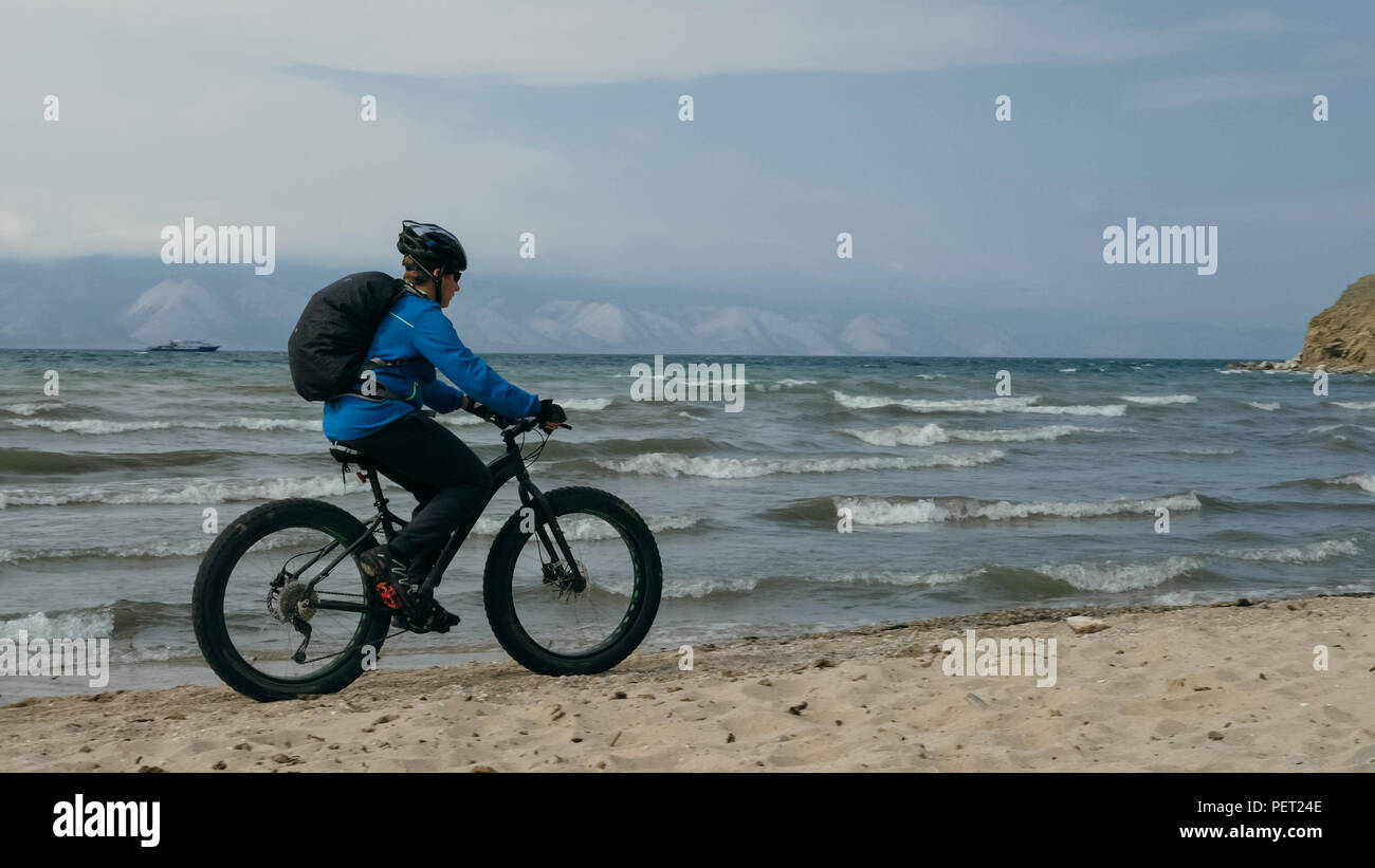 Fat bike also called fatbike or fat-tire bike in summer driving on the ...
