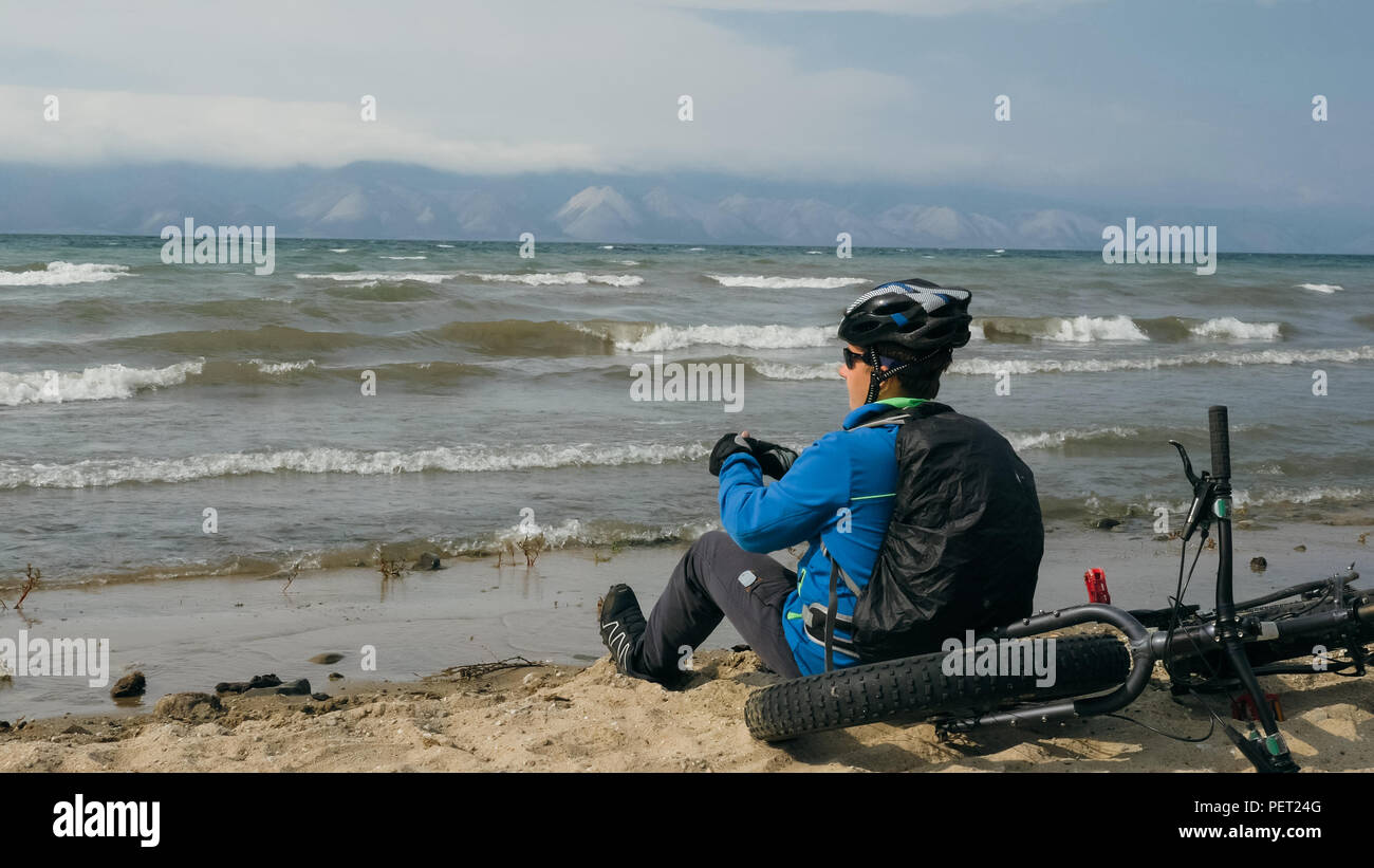 Fat bike also called fatbike or fat-tire bike in summer driving on the ...