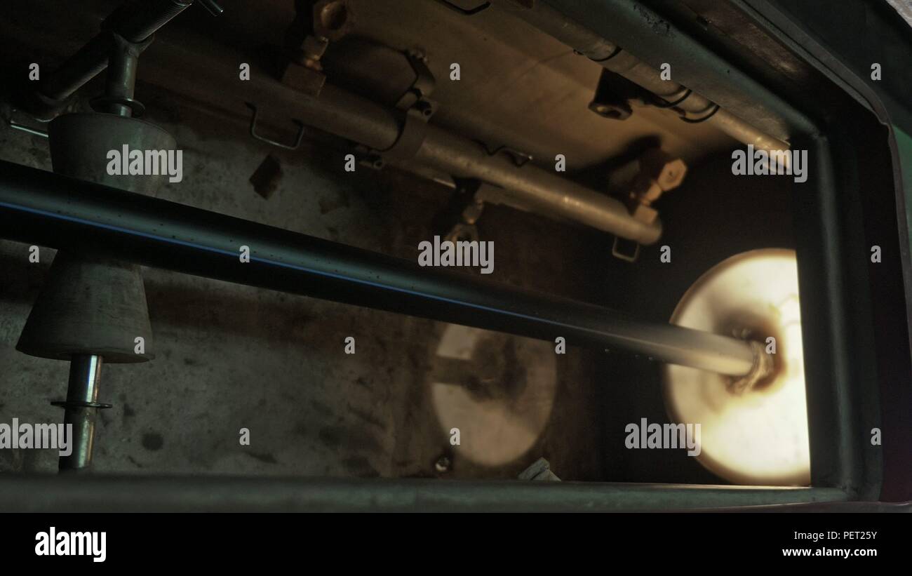 Pipes manufacturing production line. Manufacture of plastic water pipes ...