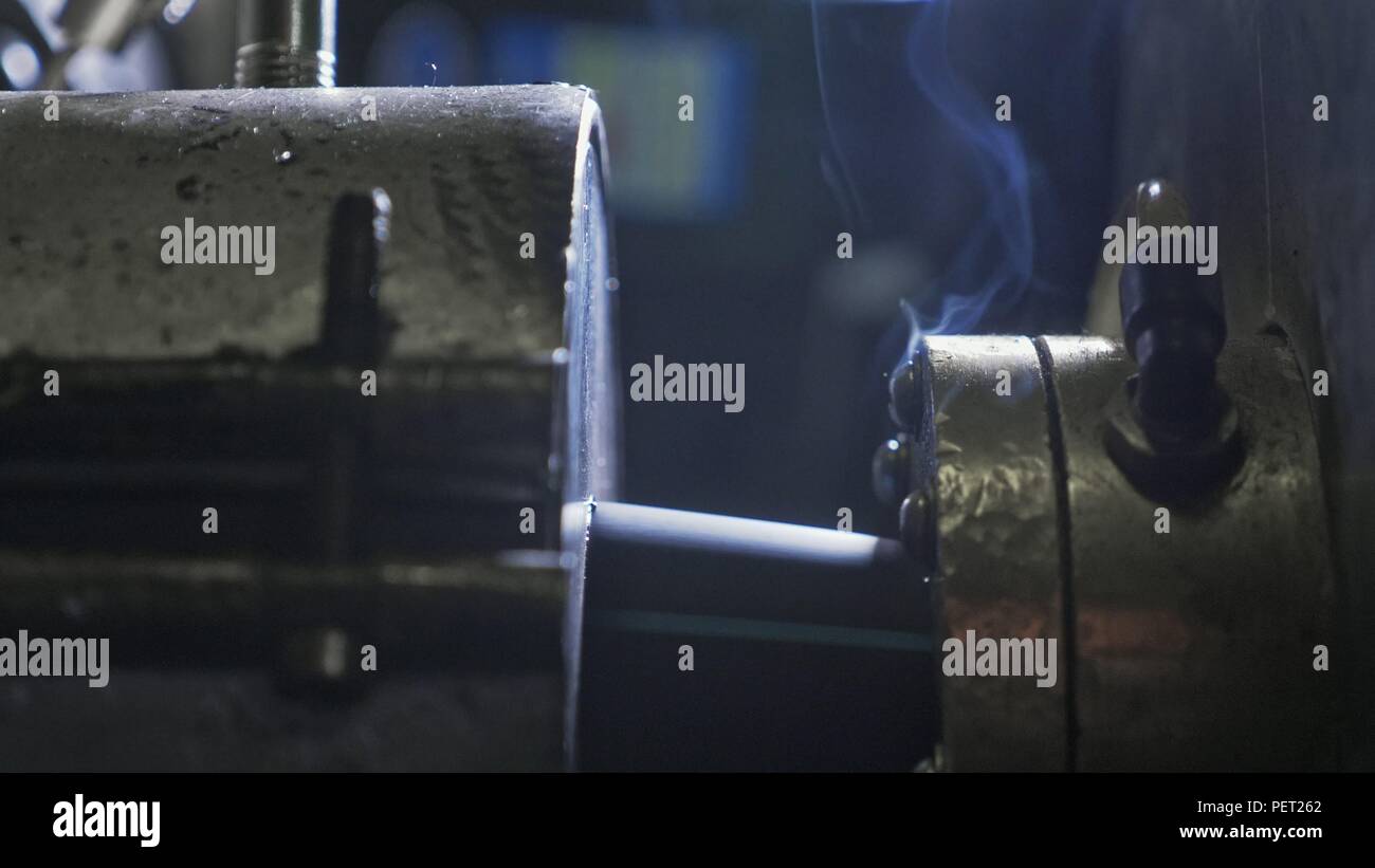 Pipes manufacturing production line. Manufacture of plastic water pipes ...
