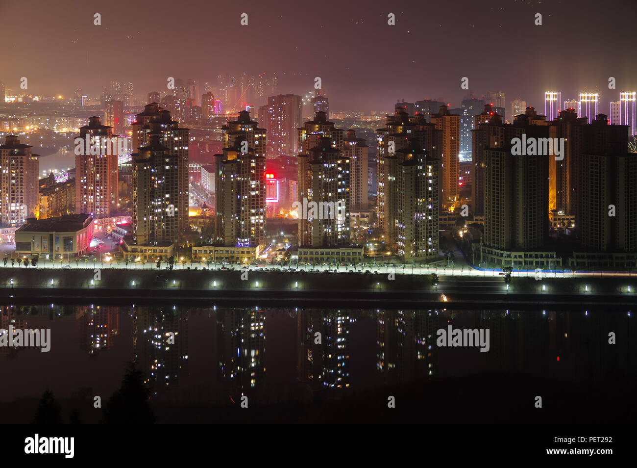 Night View of Chinese Beautiful Buildings Stock Photo - Alamy